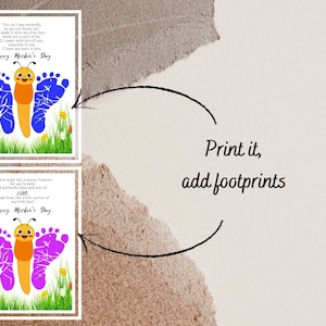 Mother's Day Butterfly Footprint Art, Printable Footprint Craft ...