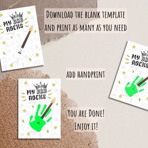 My Dad Rocks Handprint, DIY Keepsake Memory, Dad Handprints, DIY ...