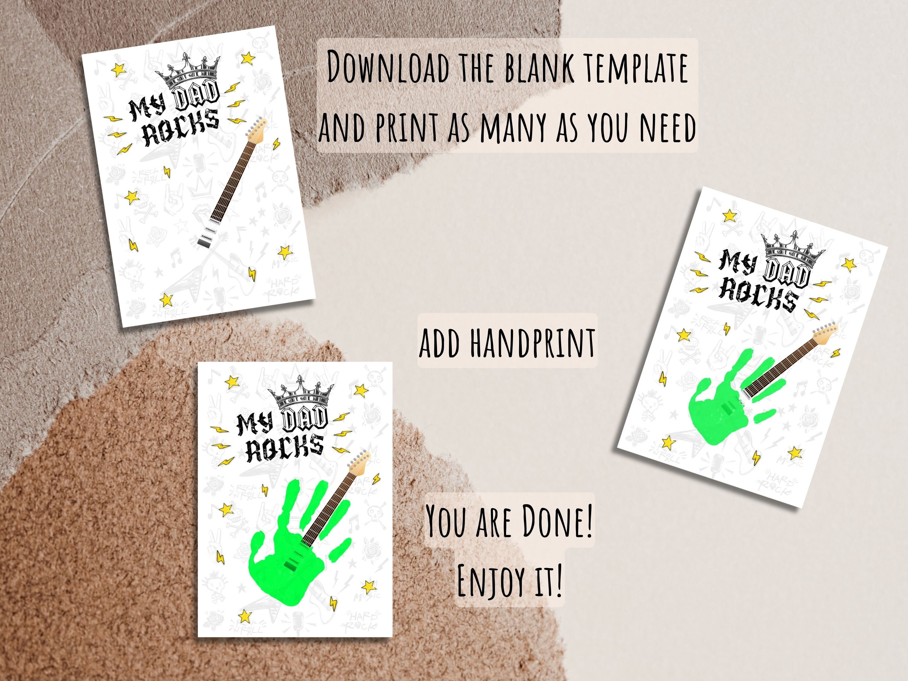 My Dad Rocks Handprint, DIY Keepsake Memory, Dad Handprints, DIY ...