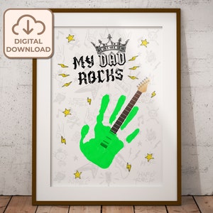 My Dad Rocks Handprint, DIY Keepsake Memory, Dad Handprints, DIY ...