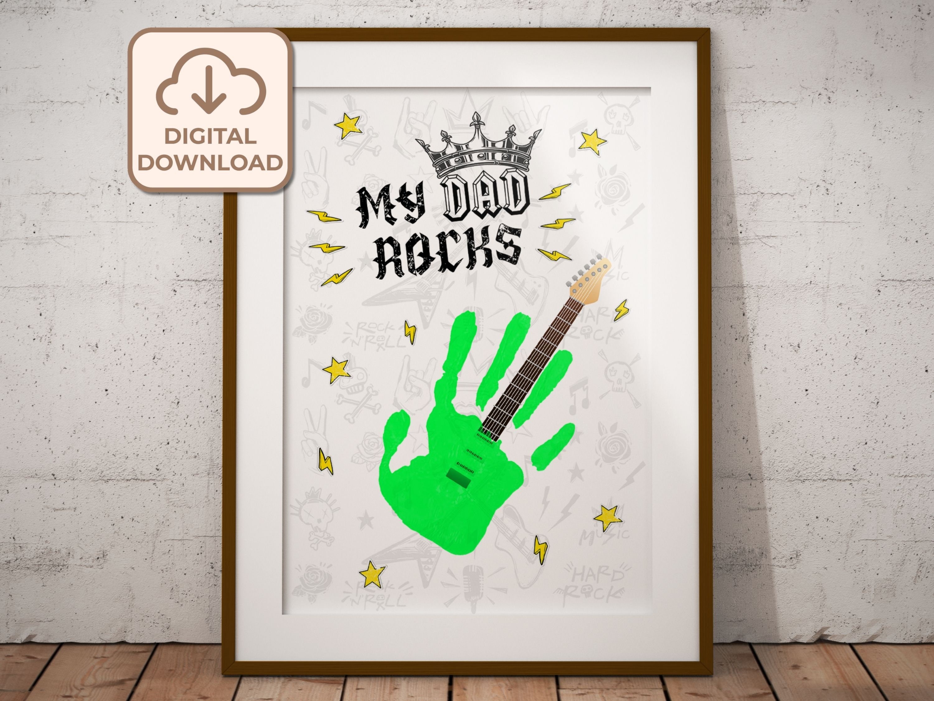 My Dad Rocks Handprint, DIY Keepsake Memory, Dad Handprints, DIY ...