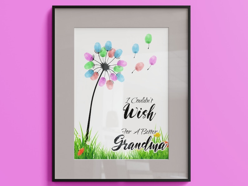 Gift for Grandma, Grandparents Day Fingerprint, Grandma Birthday Gift ...