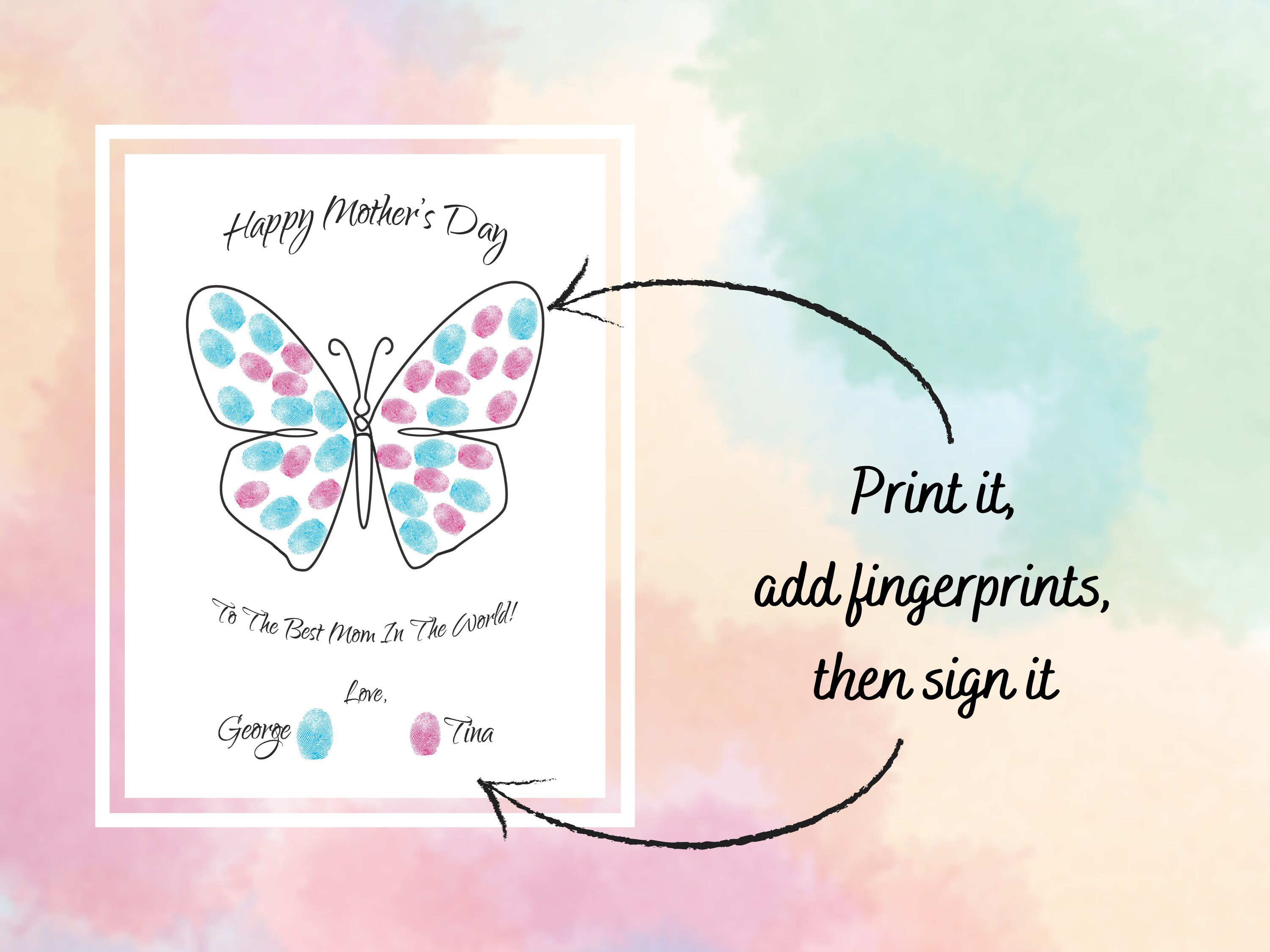 Mothers Day Fingerprint, Happy Mothers Day, Mothers Day Butterfly Craft ...