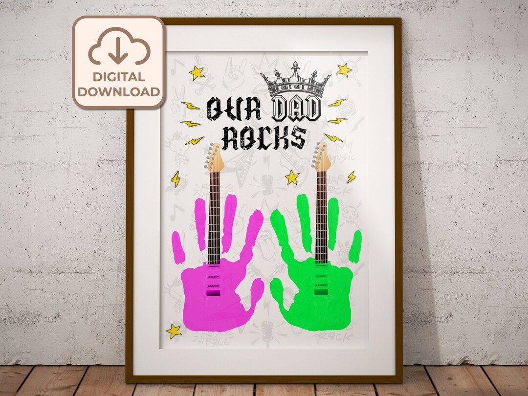Our Dad Rocks Handprint, DIY Keepsake Memory, Dad Handprints, DIY ...