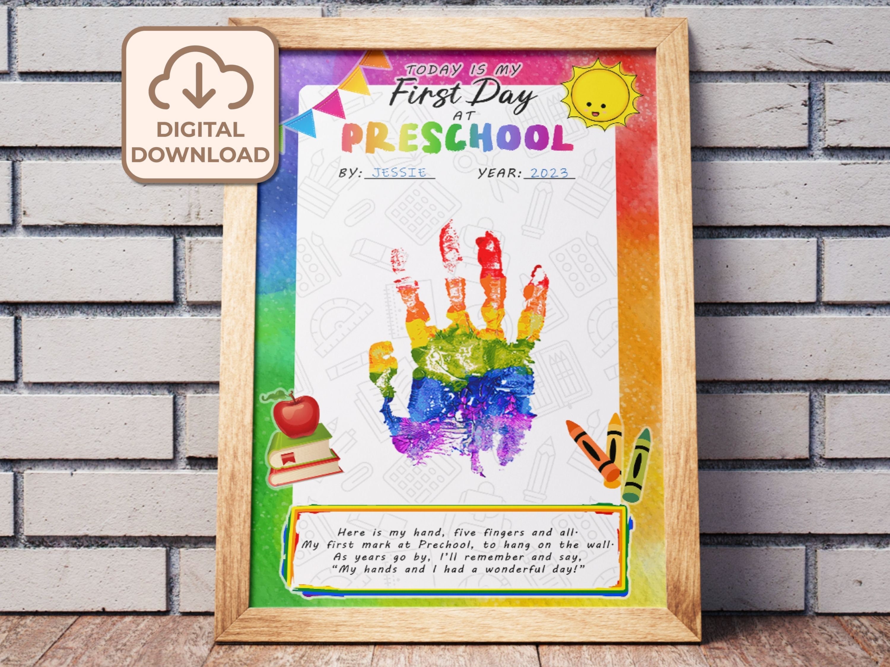 First Day at Preschool Handprint Craft, Daycare Activities, Back to ...