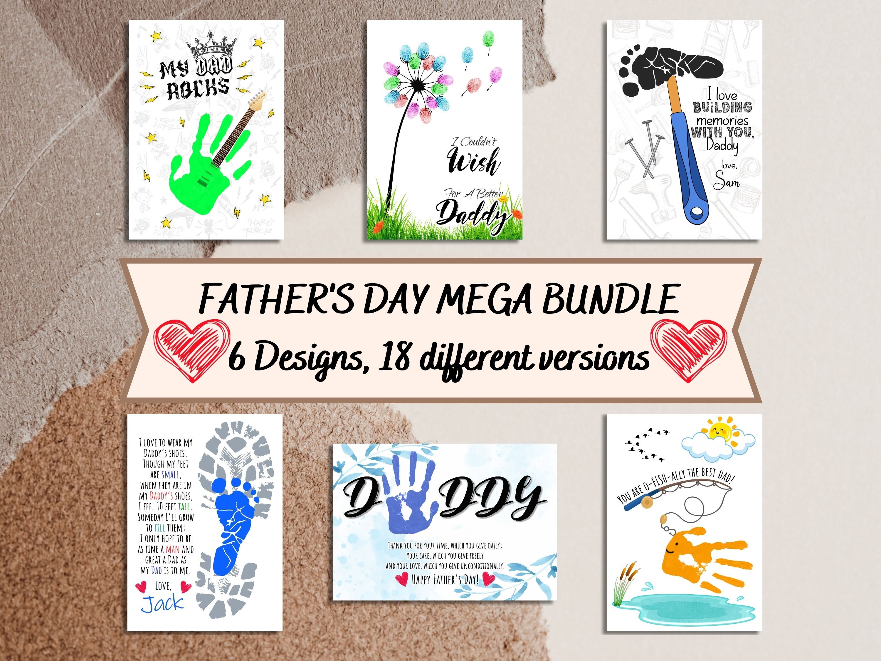 Dad Footprint Craft | Kid Project Handprint Art | Baby Handprint Gift ...