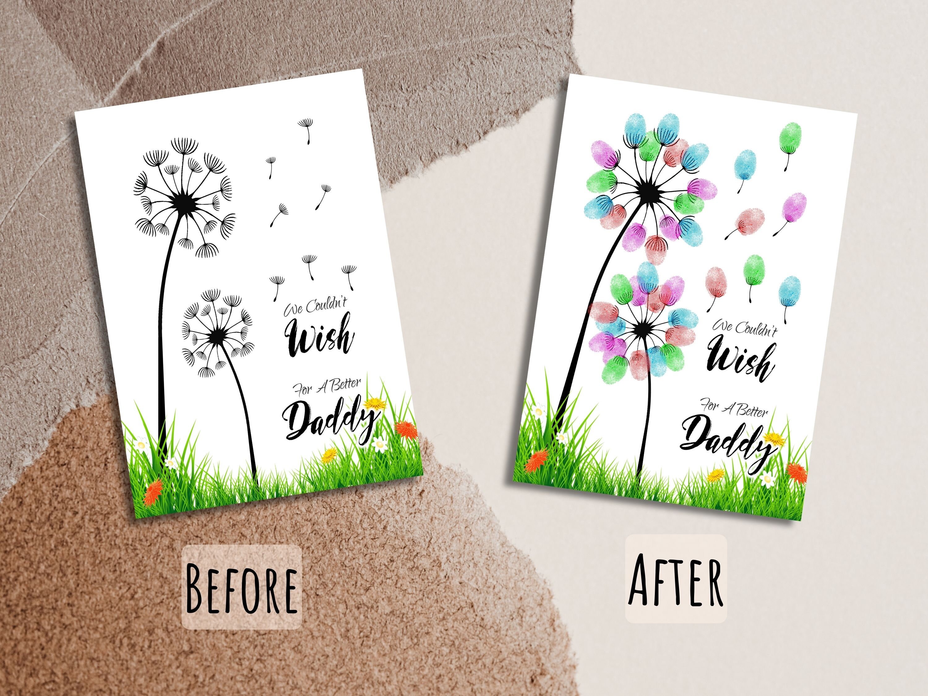 Gift for Daddy, Fathers Day Fingerprint, Dandelion Fingerprint Craft ...