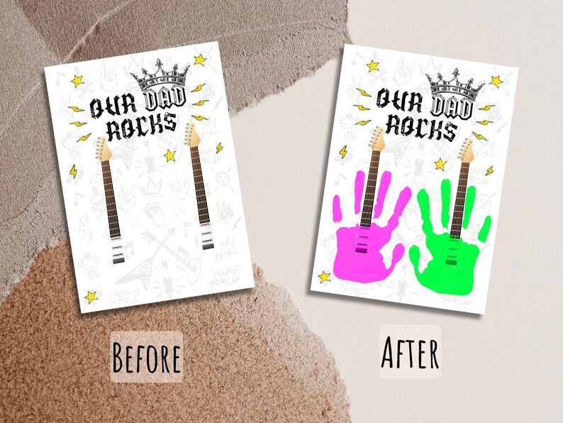 Our Dad Rocks Handprint, DIY Keepsake Memory, Dad Handprints, DIY ...