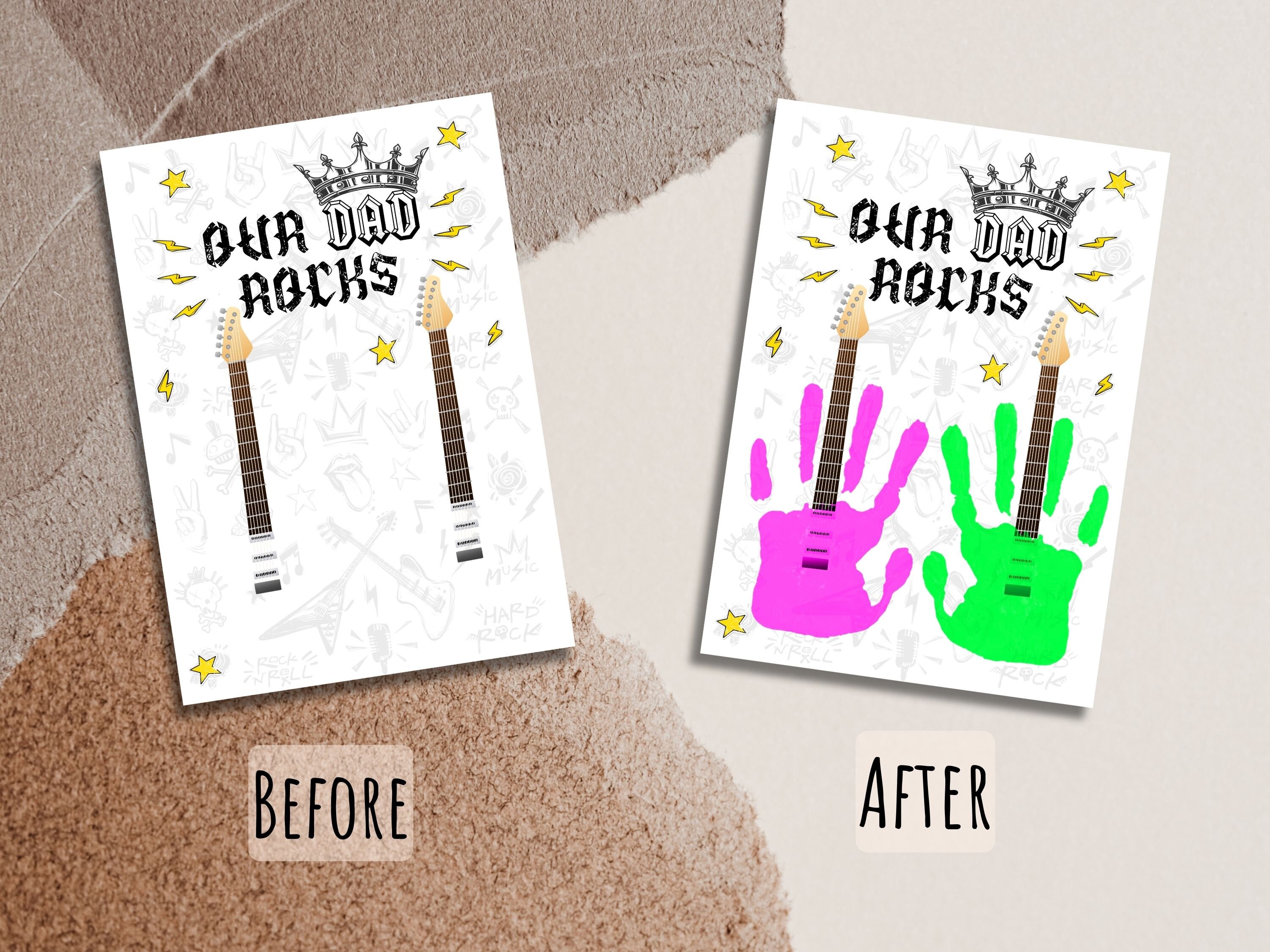 Our Dad Rocks Handprint, DIY Keepsake Memory, Dad Handprints, DIY ...