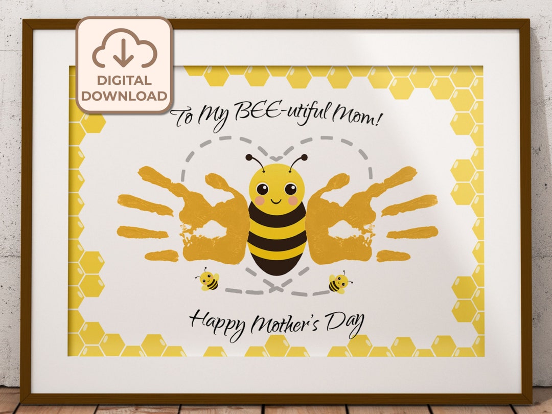 Mother's Day Bee Handprint Craft, Custom Handprint Craft, Custom ...