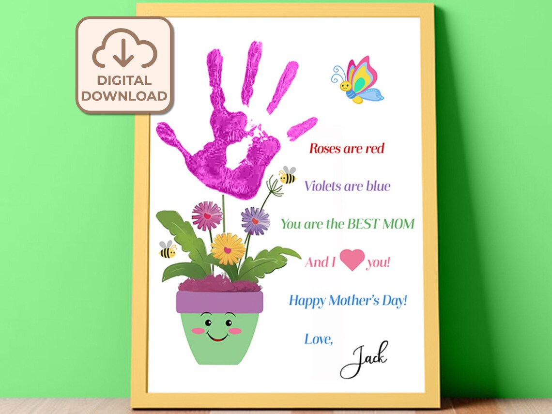 Mother's Day Flower Handprint Art, Custom Handprint Craft, Custom ...