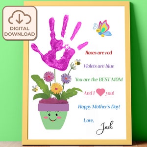 Mother's Day Flower Handprint Art, Custom Handprint Craft, Custom ...