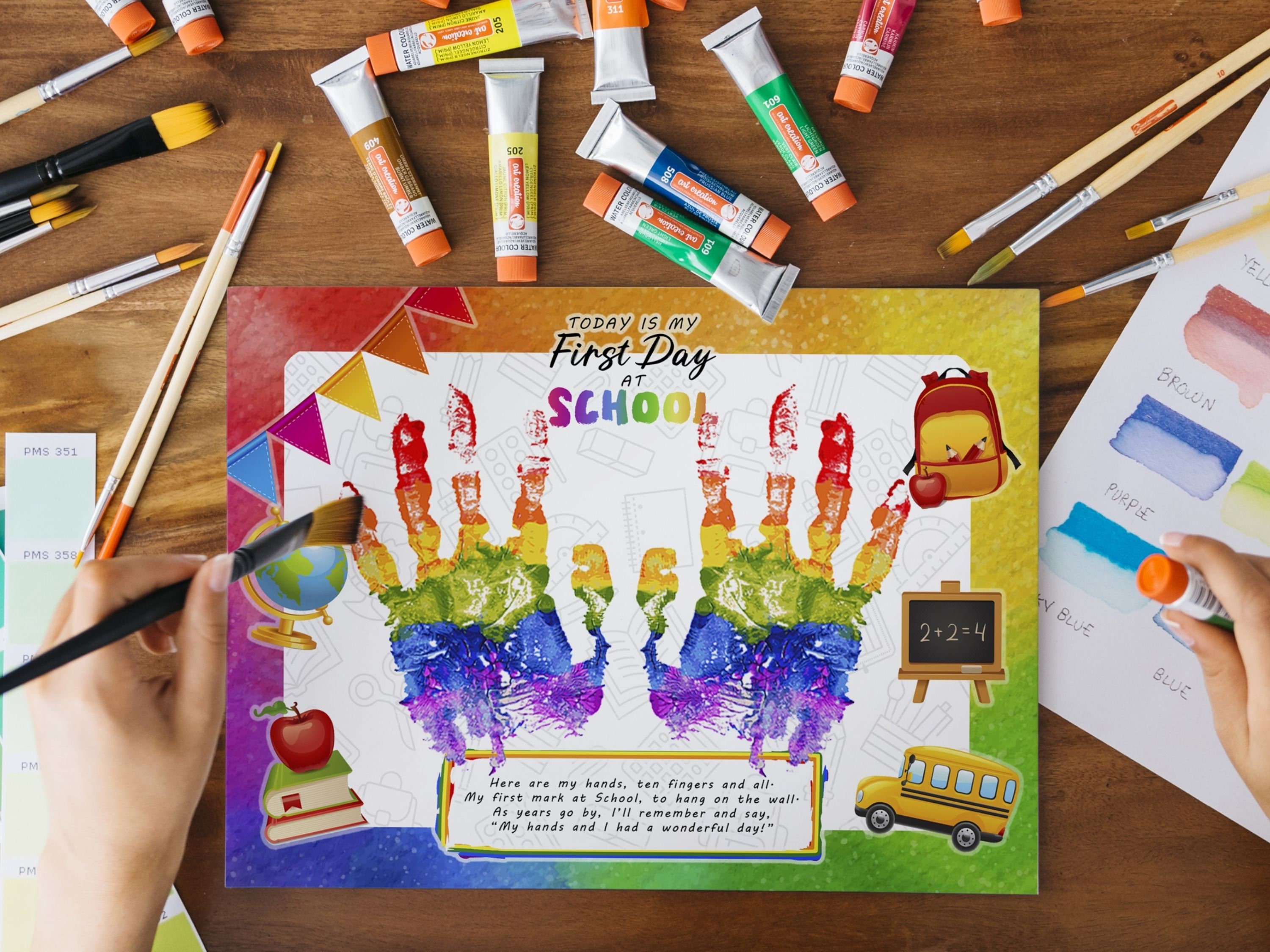 First Day at School Handprint Art Kids Handprint Art - Etsy