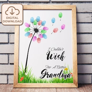 Gift for Grandma, Grandparents Day Fingerprint, Grandma Birthday Gift ...
