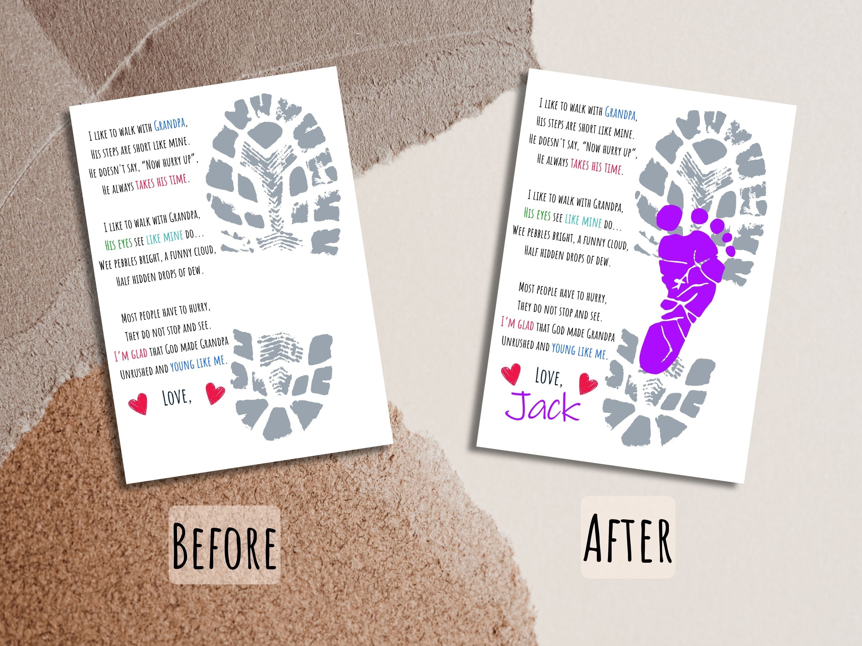 Grandpa Footprint Craft, Kids Baby Toddler Footprint Art, Fathers Day ...