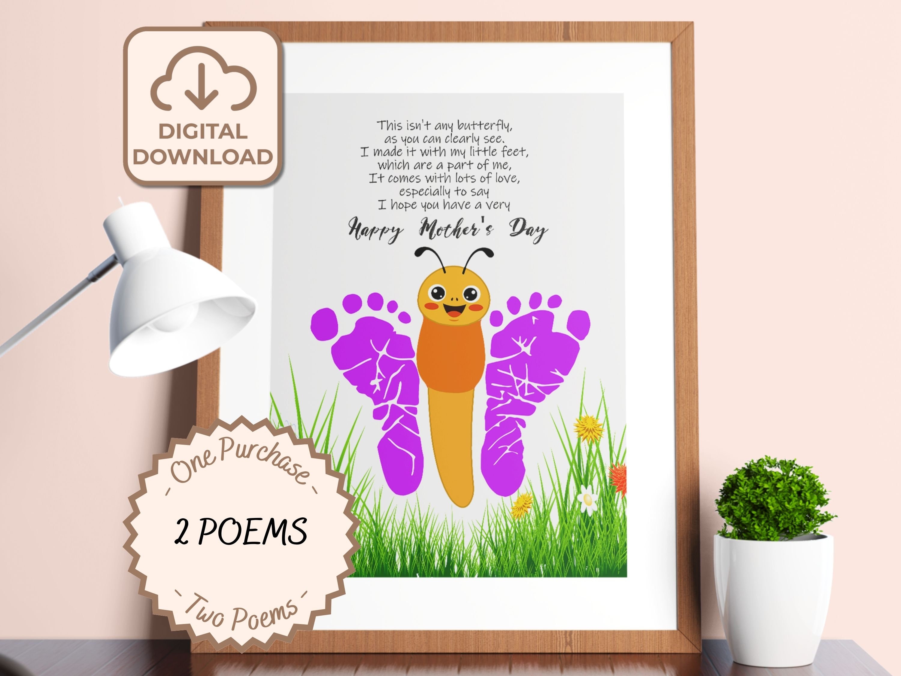 Mother's Day Butterfly Footprint Art, Printable Footprint Craft ...