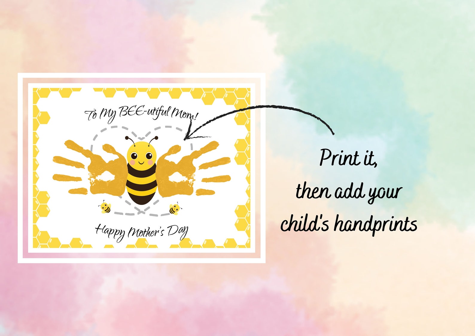 Mother's Day Bee Handprint Craft, Custom Handprint Craft, Custom ...