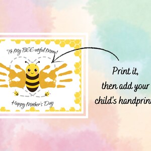 Mother's Day Bee Handprint Craft, Custom Handprint Craft, Custom ...