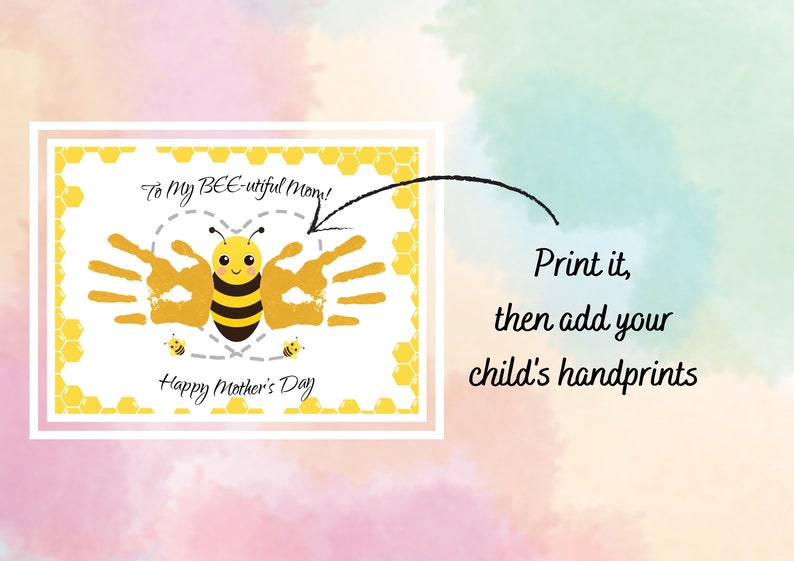 Mother's Day Bee Handprint Craft, Custom Handprint Craft, Custom ...