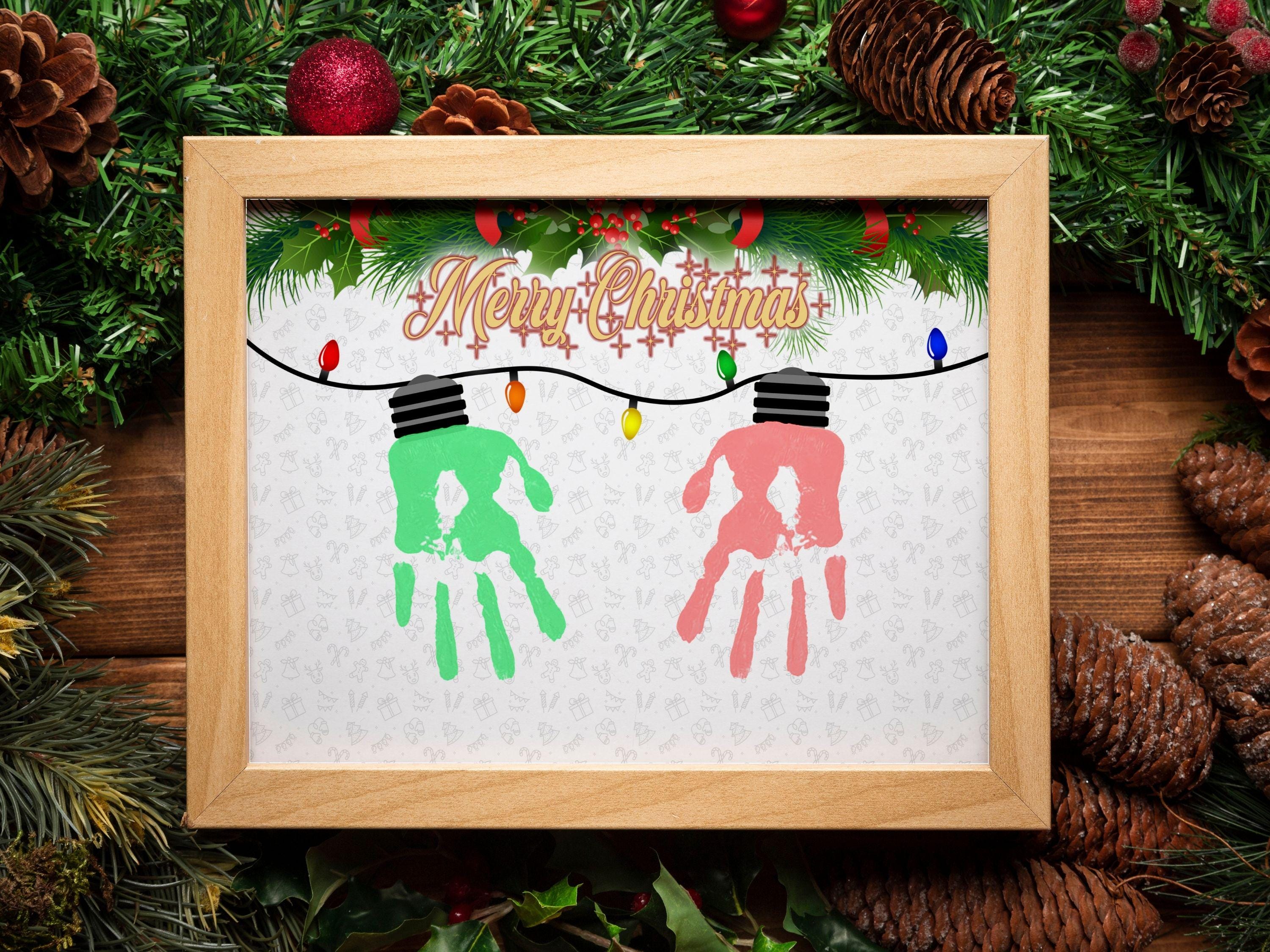 Christmas Lights Handprint Art Craft, Merry Christmas Handprint, Kids ...