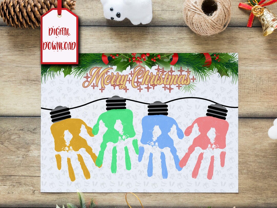 Christmas Lights Handprint Craft, Christmas Handprint Art, Kids Baby ...