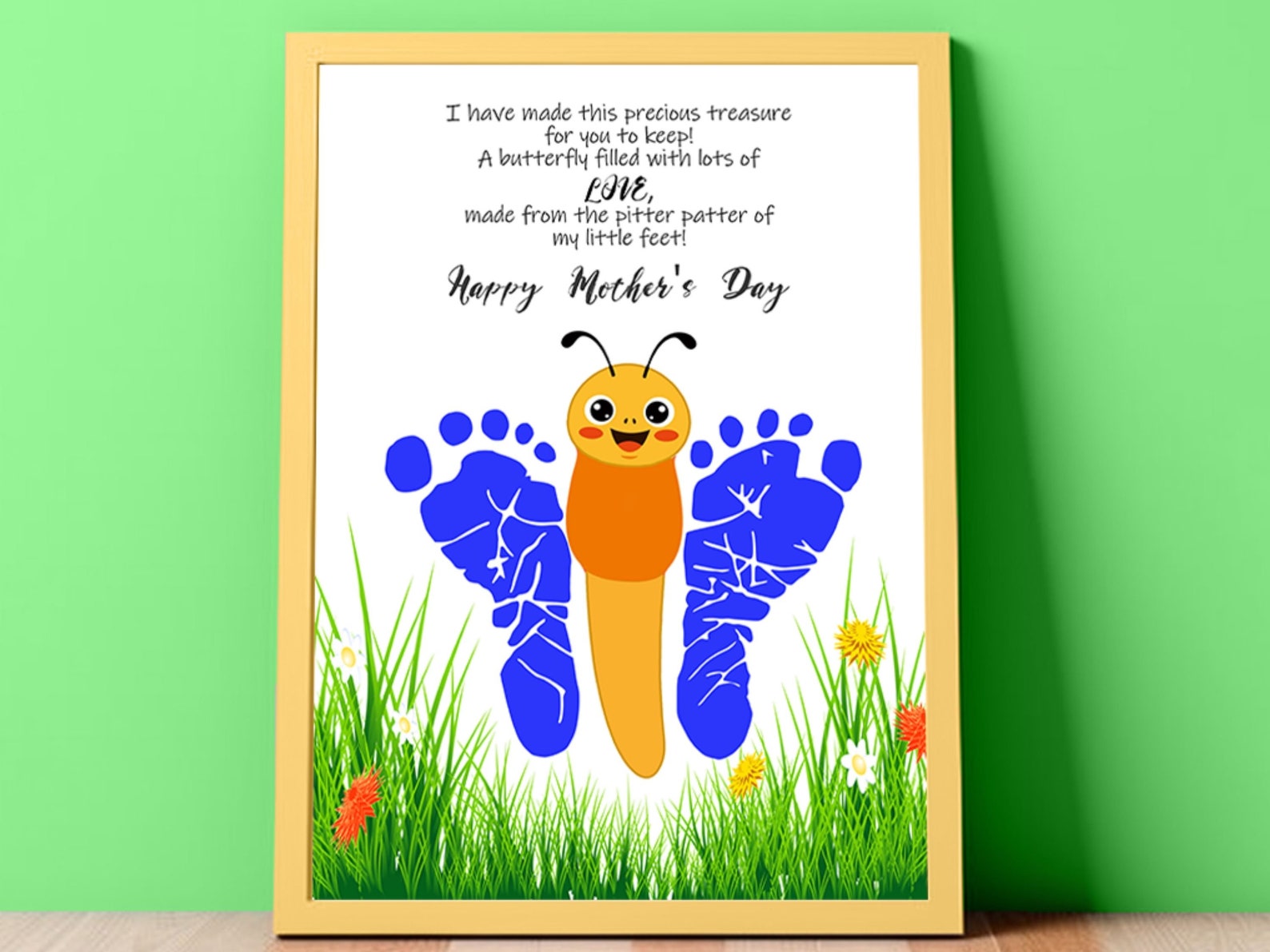 Mother's Day Butterfly Footprint Art, Printable Footprint Craft ...