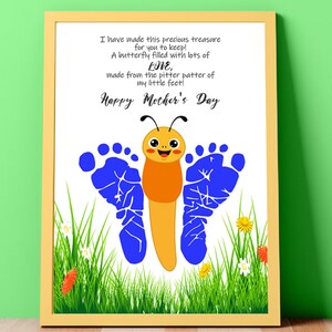 Mother's Day Butterfly Footprint Art, Printable Footprint Craft ...