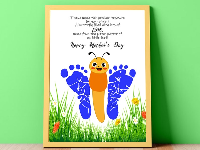 Mother's Day Butterfly Footprint Art, Printable Footprint Craft ...