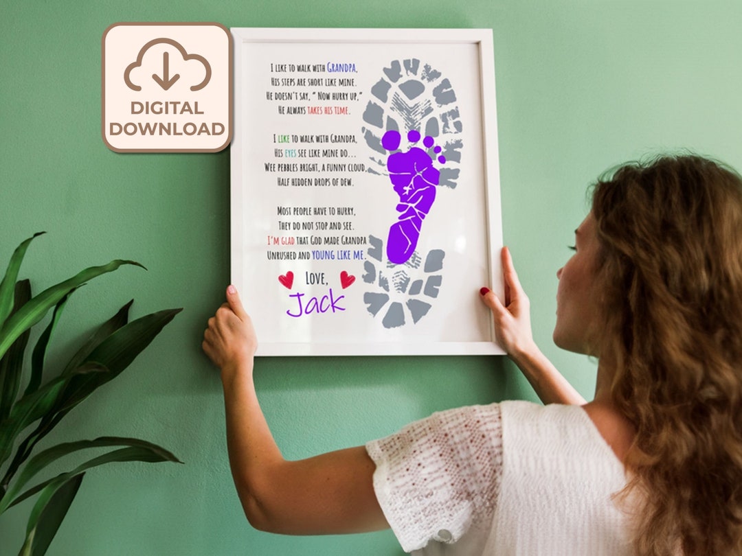 Grandpa Birthday Footprint, Kids Baby Toddler Footprint Art, Fathers ...
