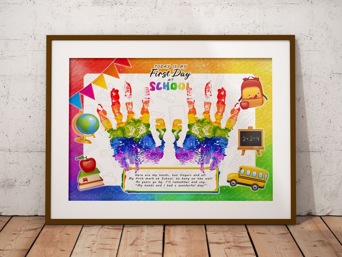 First Day at School Handprint Art Kids Handprint Art - Etsy