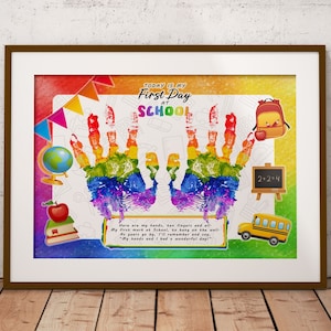 First Day at School Handprint Art, Kids Handprint Art, Handprint ...