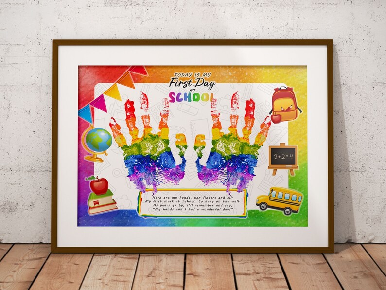 First Day at School Handprint Art Kids Handprint Art - Etsy