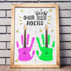 Our Dad Rocks Handprint, DIY Keepsake Memory, Dad Handprints, DIY ...