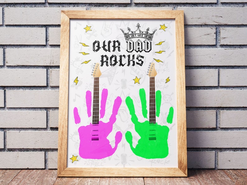 Our Dad Rocks Handprint DIY Keepsake Memory Dad Handprints - Etsy