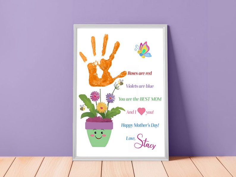 Mother's Day Flower Handprint Art, Custom Handprint Craft, Custom ...