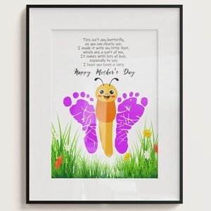 Mother's Day Butterfly Footprint Art, Printable Footprint Craft ...