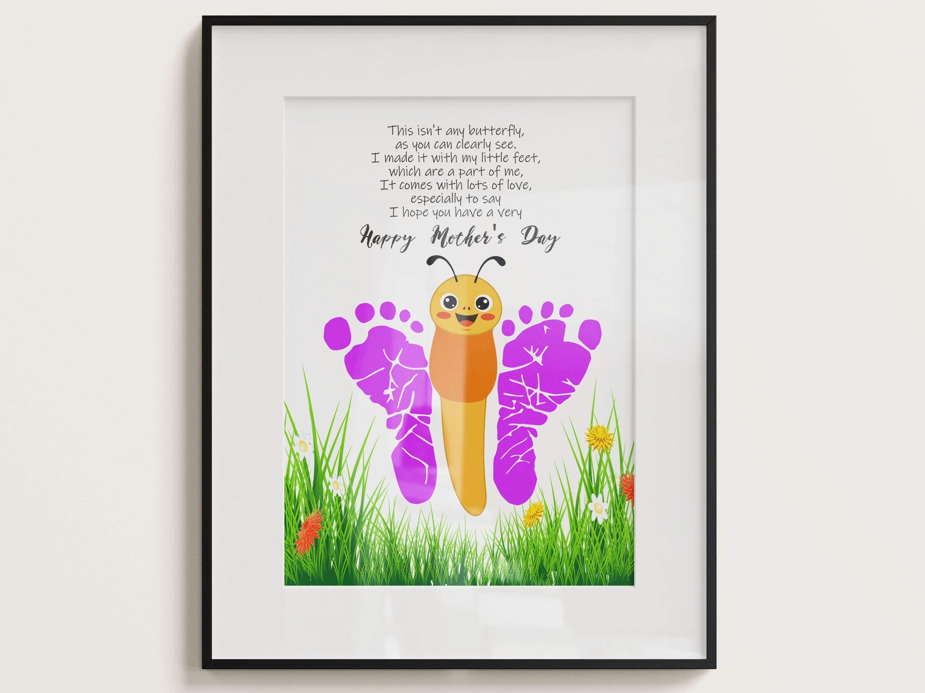 Mother's Day Butterfly Footprint Art, Printable Footprint Craft ...
