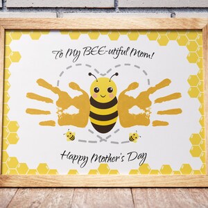 Mother's Day Bee Handprint Craft, Custom Handprint Craft, Custom ...