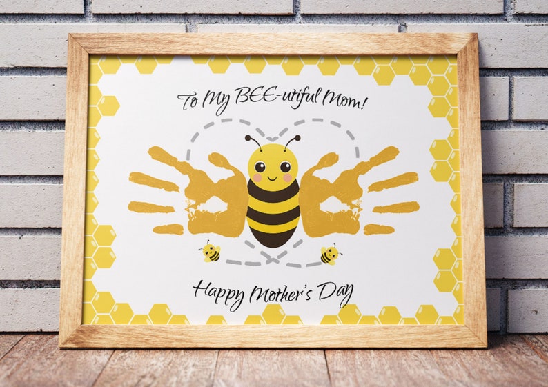 Mother's Day Bee Handprint Craft, Custom Handprint Craft, Custom ...