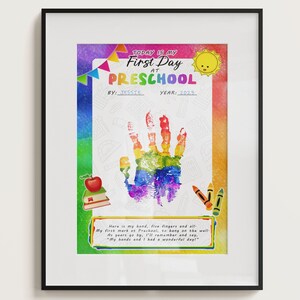 First Day at Preschool Handprint Craft, Daycare Activities, Back to ...