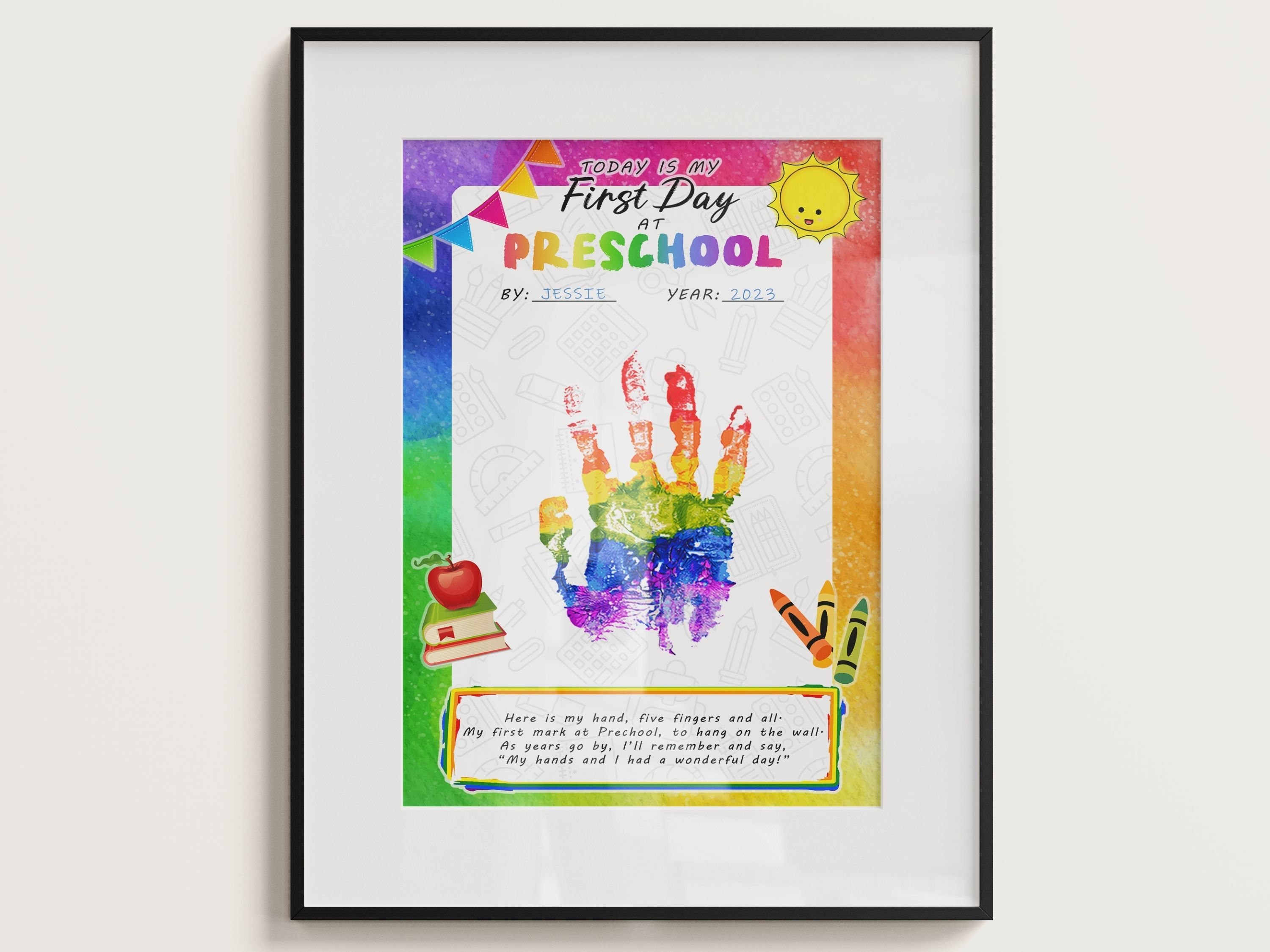 First Day at Preschool Handprint Craft, Daycare Activities, Back to ...