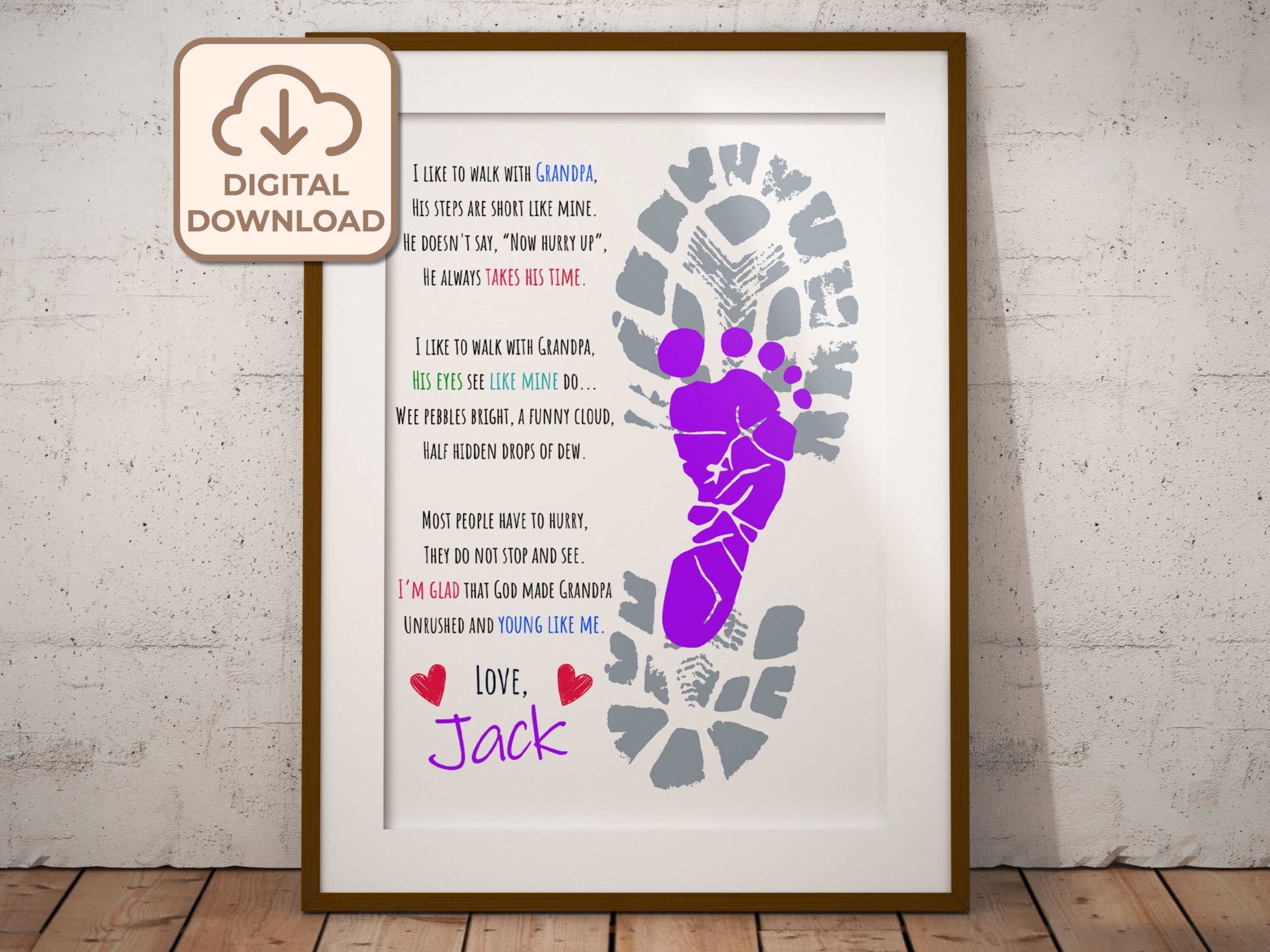 Grandpa Footprint Craft, Kids Baby Toddler Footprint Art, Fathers Day ...
