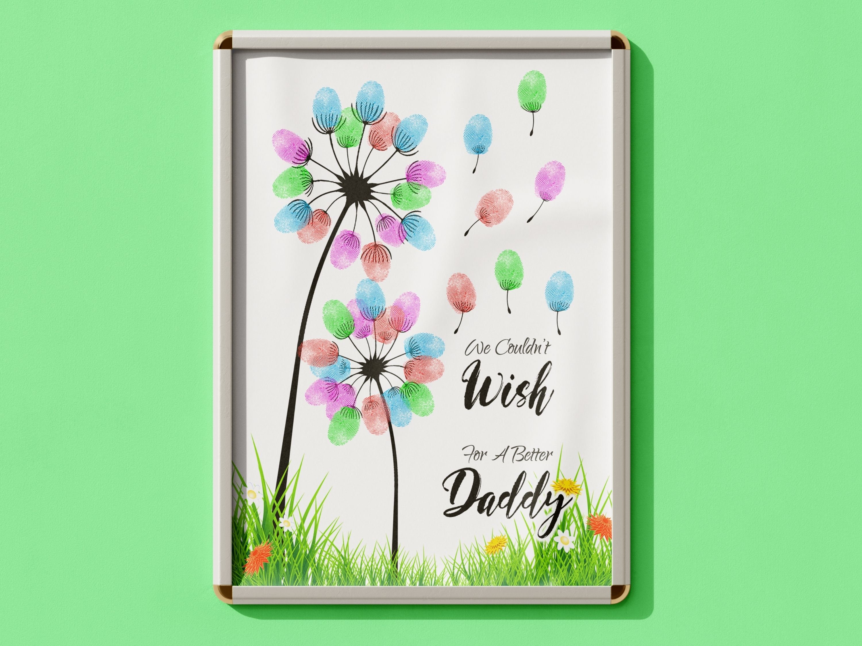 Gift for Daddy, Fathers Day Fingerprint, Dandelion Fingerprint Craft ...