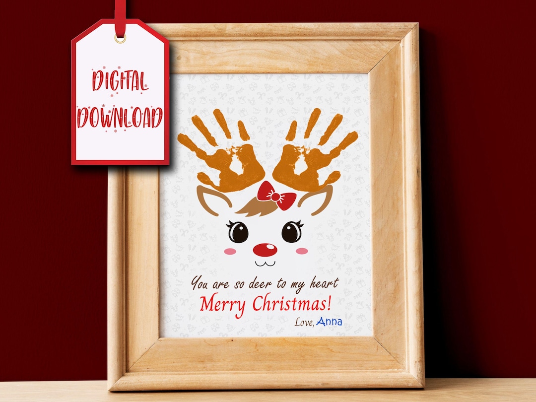 Christmas Reindeer Handprint Art, Kids Baby Toddler Handprint, Daycare ...