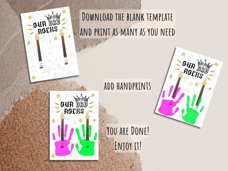 Our Dad Rocks Handprint DIY Keepsake Memory Dad Handprints - Etsy