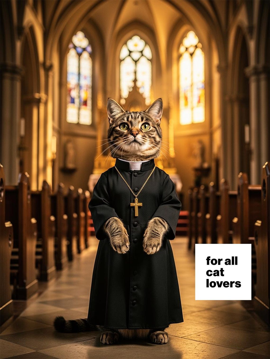 Christian Priest Cat (high-res PNG) - for All Cat Lovers - Etsy