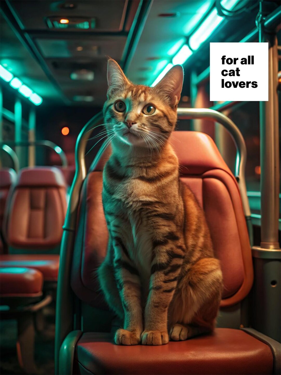 Cat on a Bus (high-res PNG) - for All Cat Lovers - Etsy