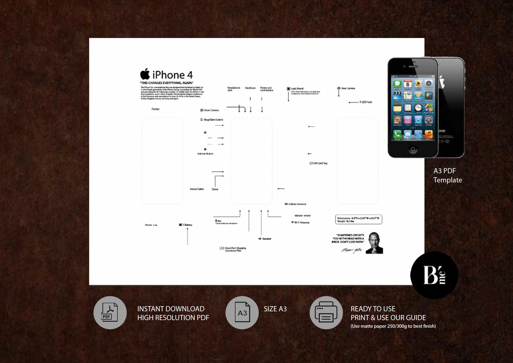 IPhone 4 Teardown Art Template, iPhone Teardown Templates, iPhone Frame ...