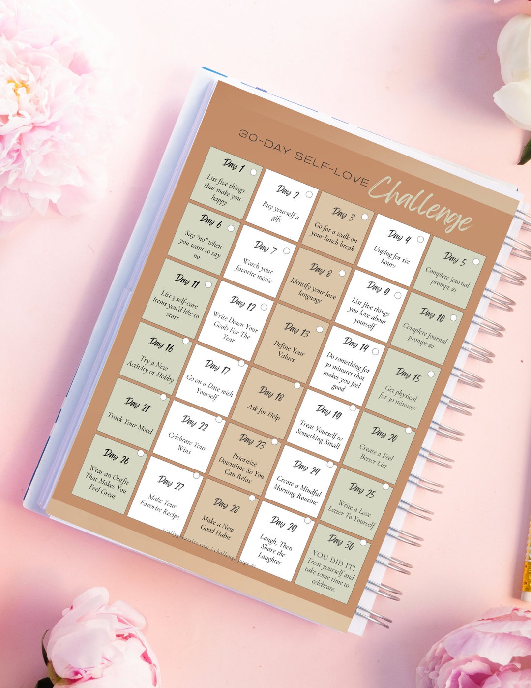 30 Day Challenge, Self-care Templates, Self-love Challenge, Thirty ...