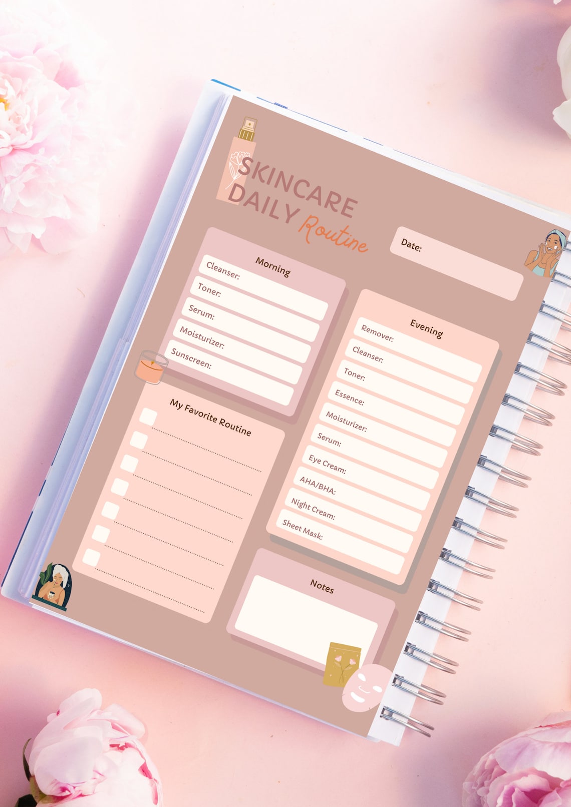 Skincare Template, Skincare Tracker, Skincare Printable, Skincare ...